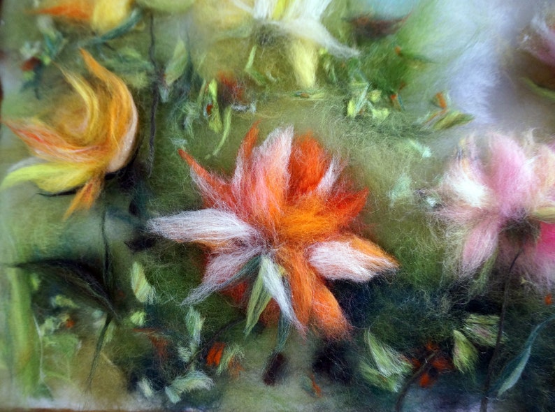 Painting Wool Rose Wall Art Wool Painting Flowers Modern Wool - Etsy