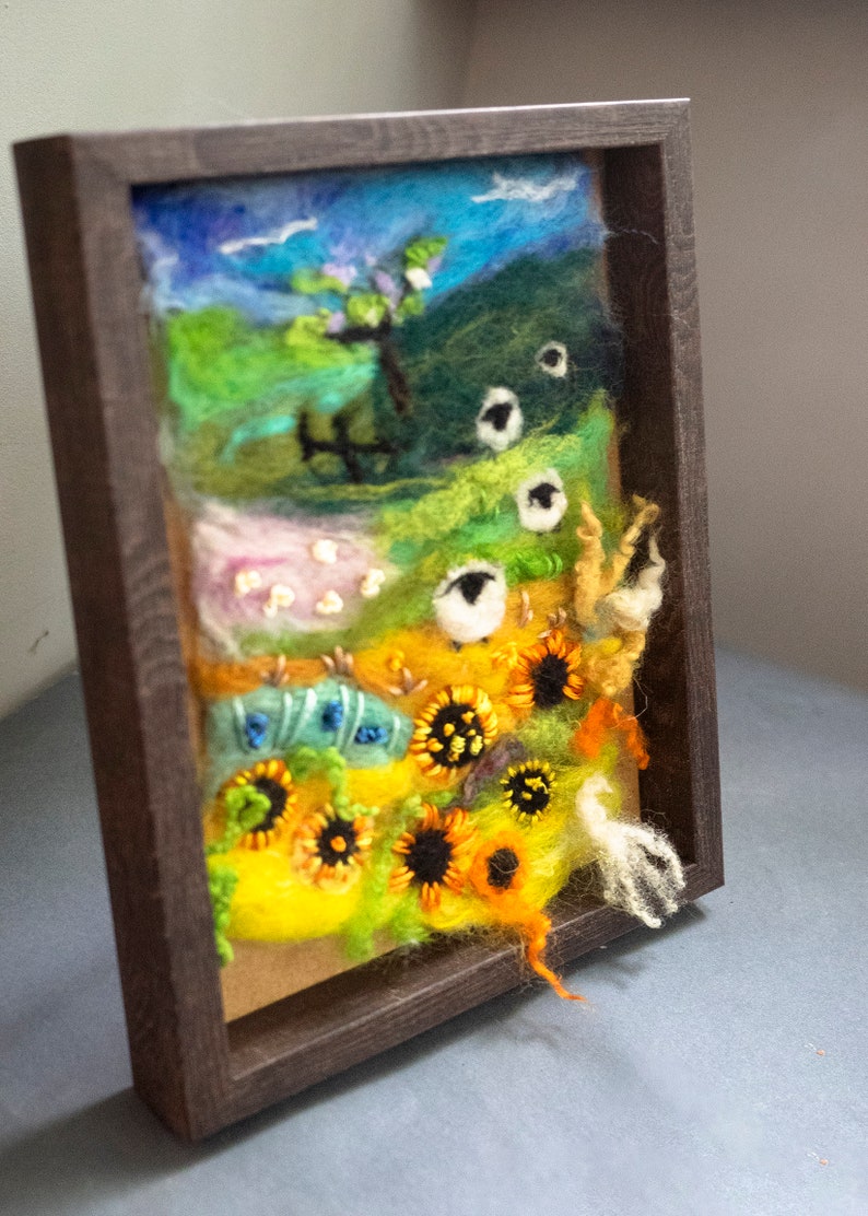 Organic Wool Felted Art Felt Painting Wool Painting Needle Felting ...