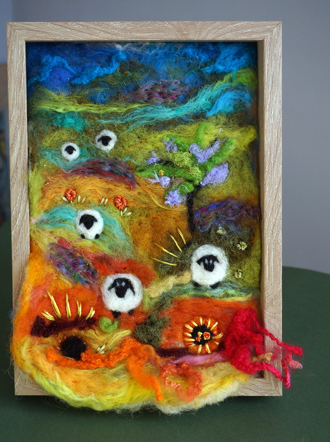 Sunflowers Felted Landscape Felt Painting Wool Painting Needle Felting ...