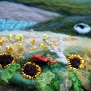 Sunflowers Felted Landscape Felt Painting Wool Painting 3D Wall Decor ...