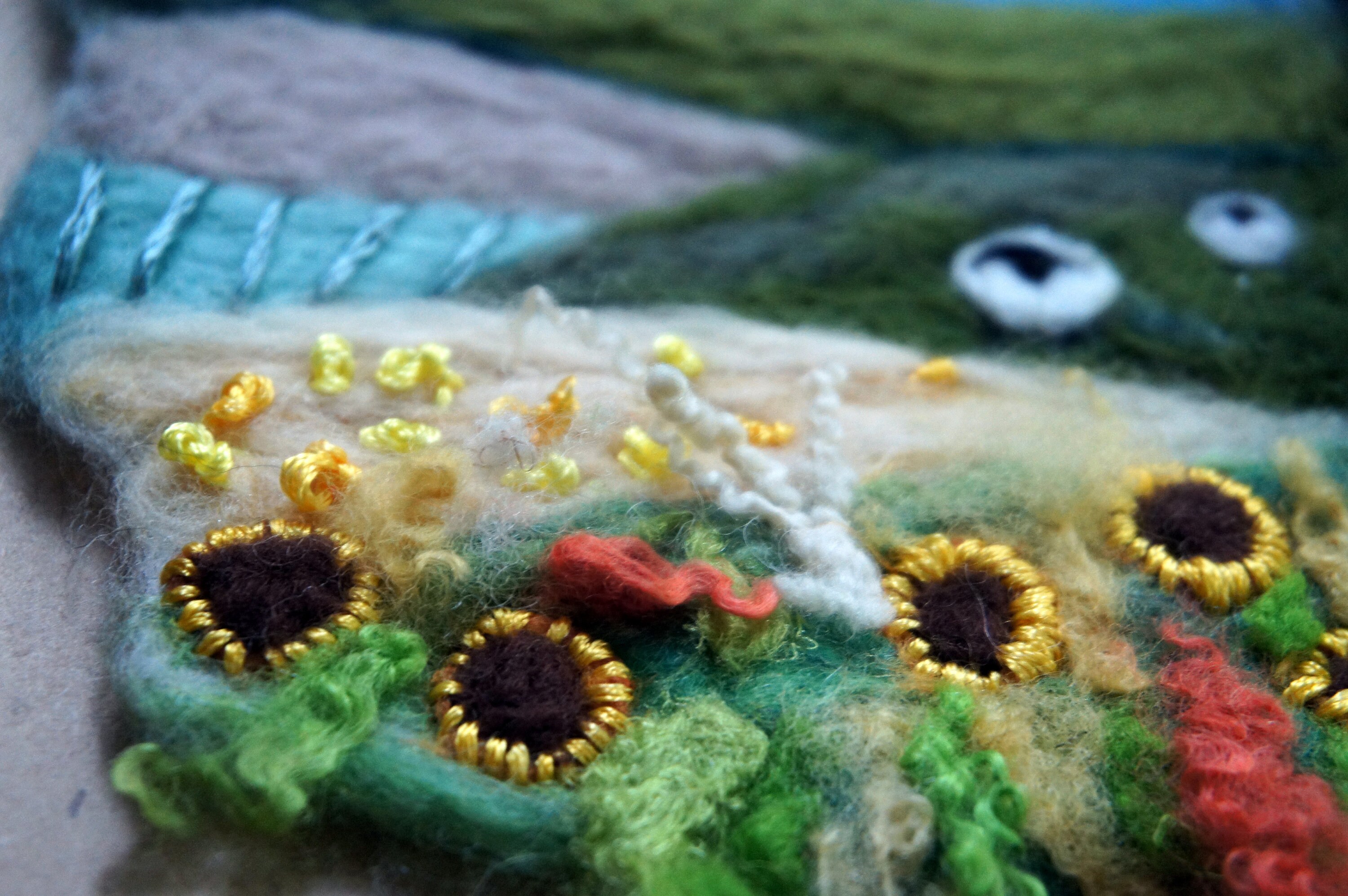 Sunflowers Felted Landscape Felt Painting Wool Painting 3D Wall Decor ...