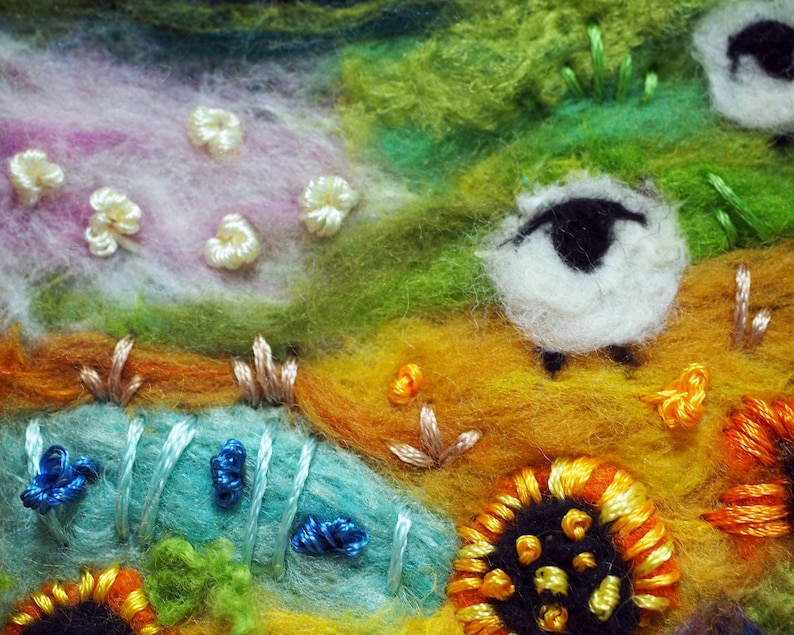 Organic Wool Felted Art Felt Painting Wool Painting Needle Felting ...