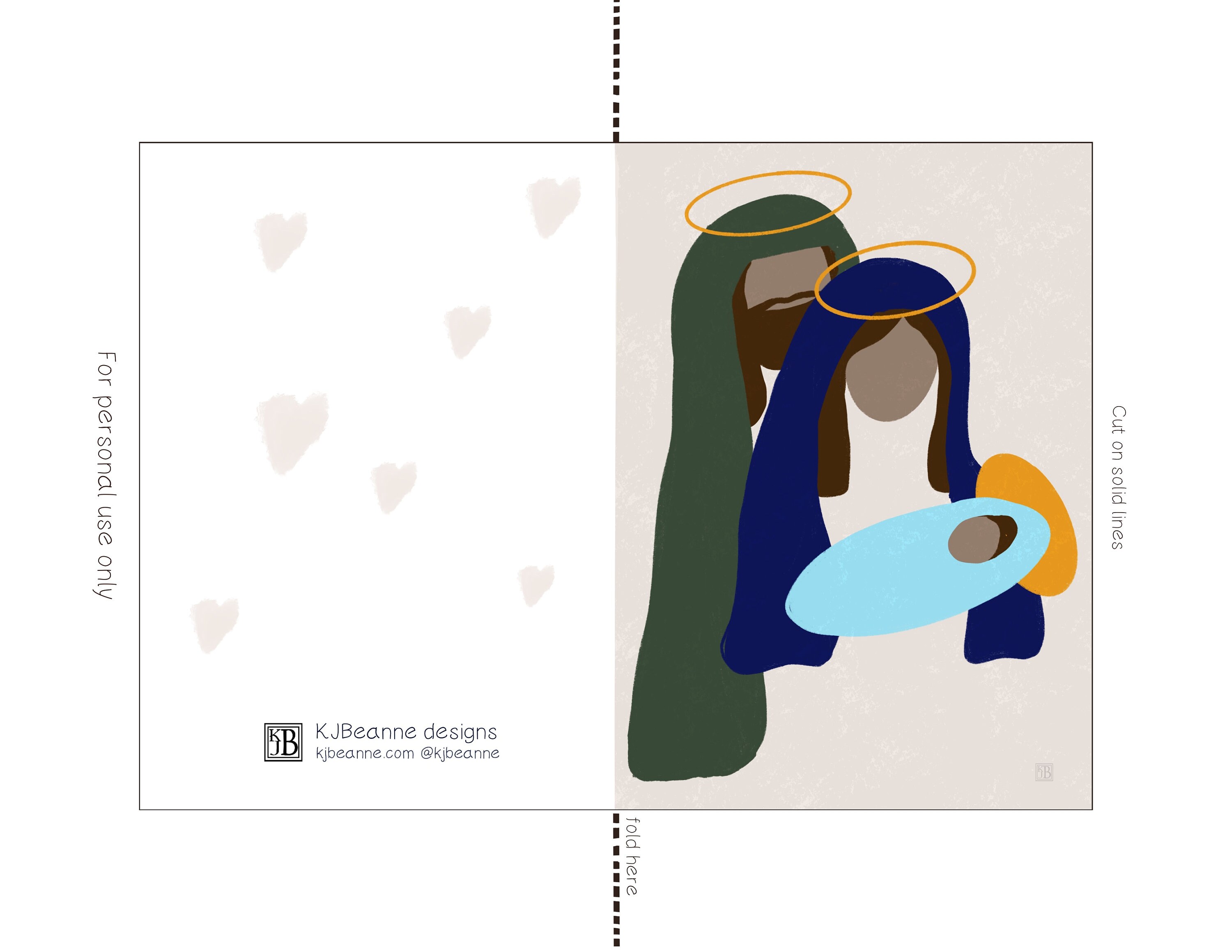 Holy Family, Printable Card, Digital Card, Instant Download 5x7 Folded ...