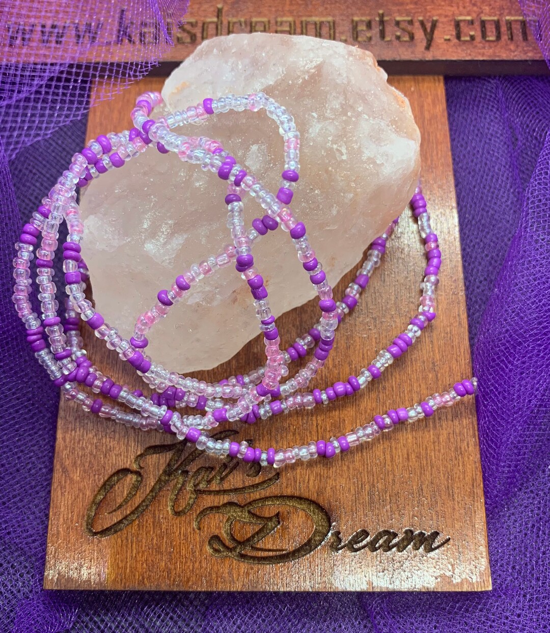 Purple, Pink and Clear Mix Waist Beads Weight Loss Tracking African ...