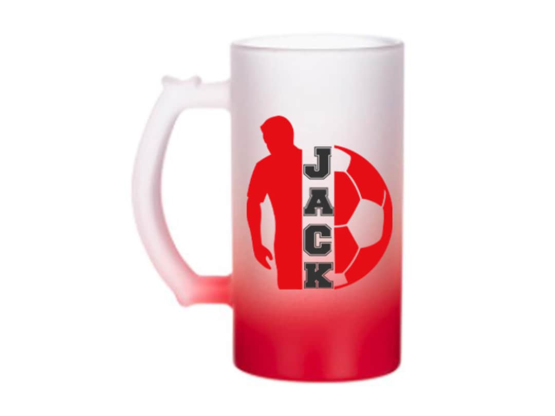 Football Beer Tankards Frosted Glass Personalised, Ideal for Stag ...