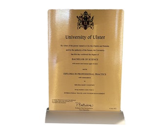 Graduation Diploma/certificate Custom Made Printed on Metal A4 Sheet ...