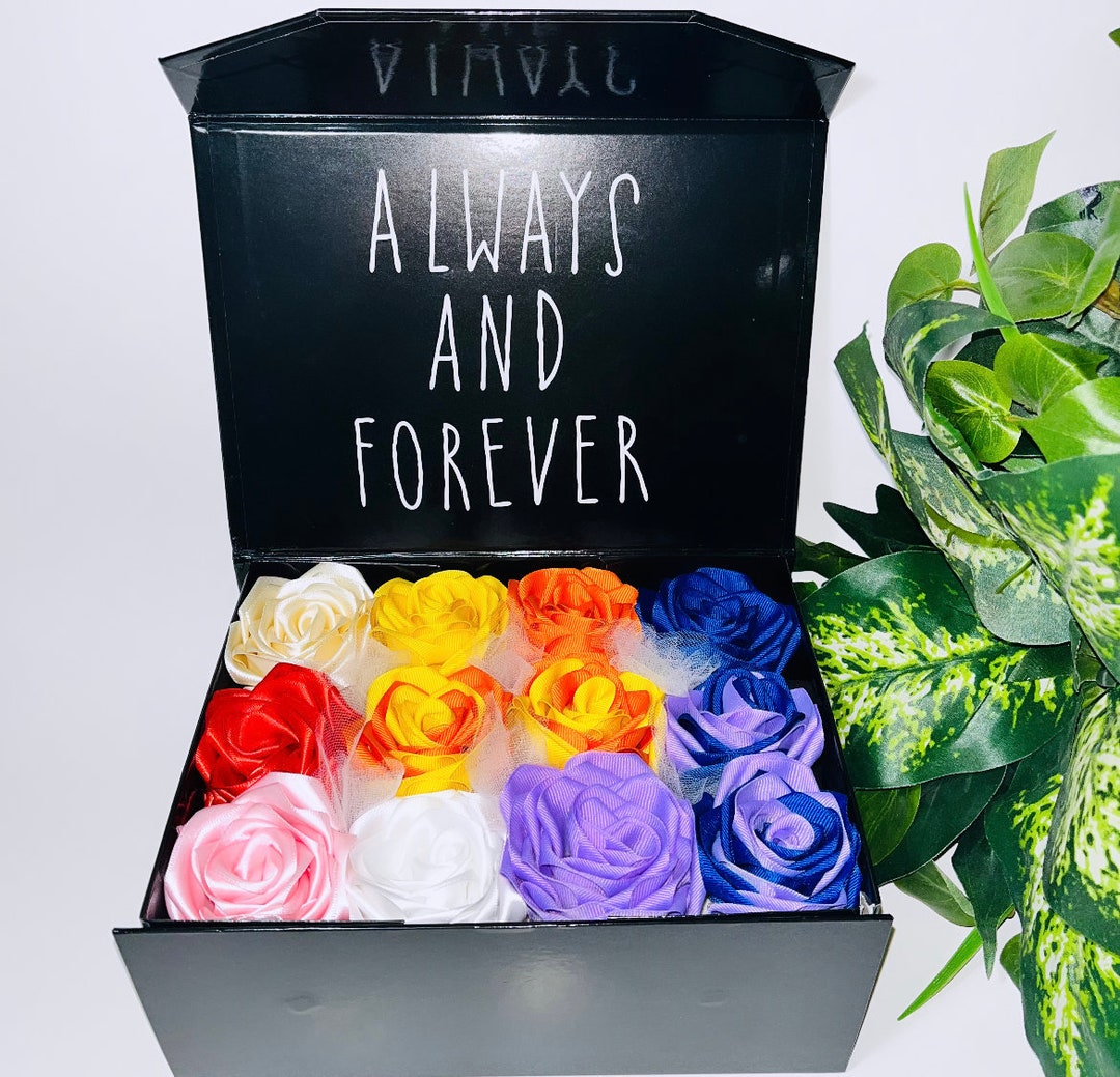 Forever 12 Dozen Roses Floral Fabric Flowers Ribbon Handmade Roses in ...