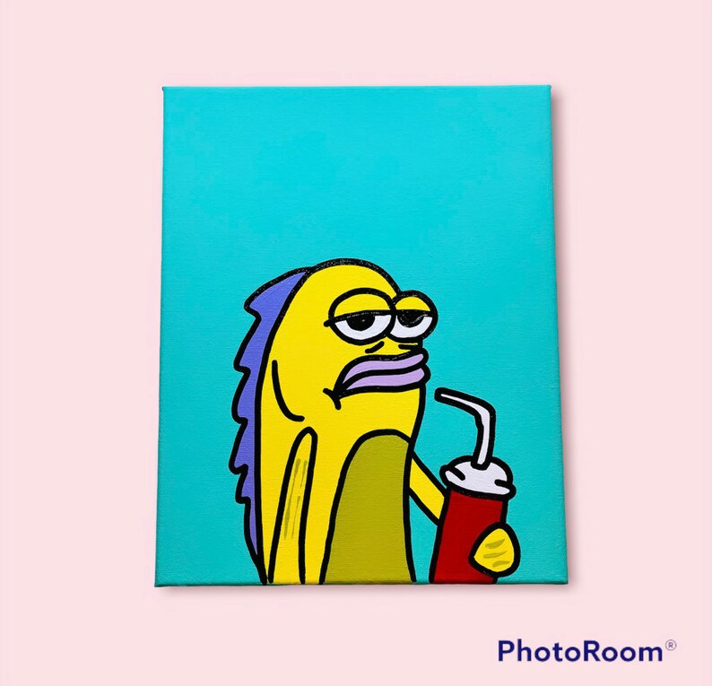 Spongebob Squarepants Yellow Fish Drinking Soda Nat Peterson - Etsy