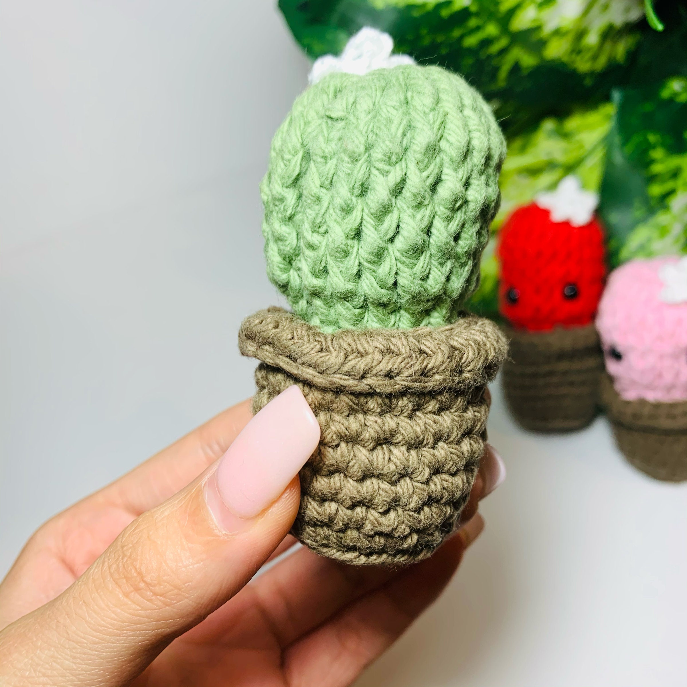 Crochet Plushie plush potted Cactus in pot with flower | Etsy