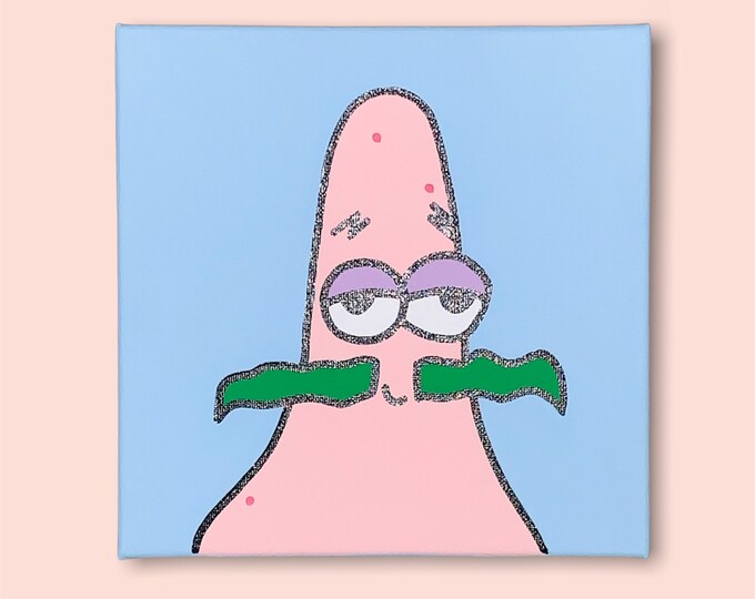 Patrick Seaweed Mustache Meme Aesthetic Painting 8x10 Handmade - Etsy