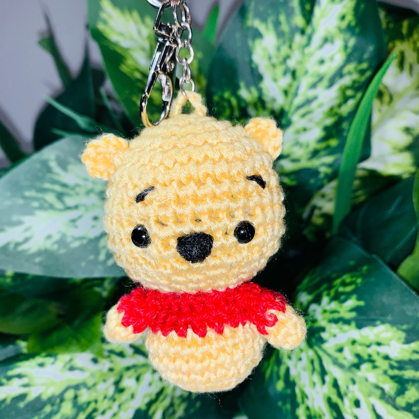 Crochet Pooh Bear Plushie Keychain 100% Cotton Blend Cute - Etsy