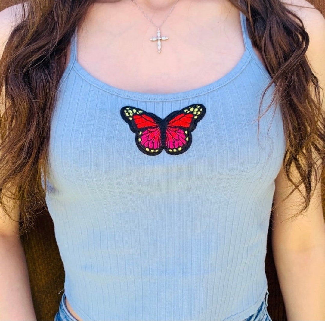 Schmetterling Patched Cami Tank Top Sommer Shirt Sommer Crop Etsy De