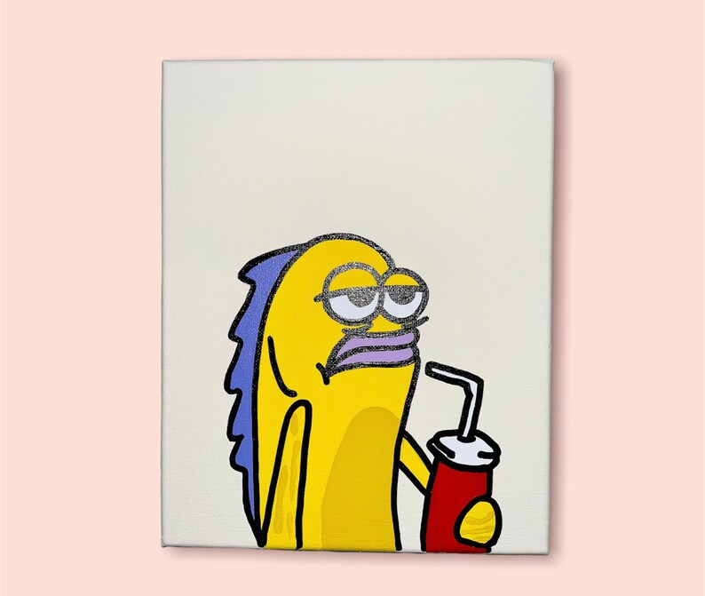Spongebob Squarepants Yellow Fish Drinking Soda Nat Peterson - Etsy