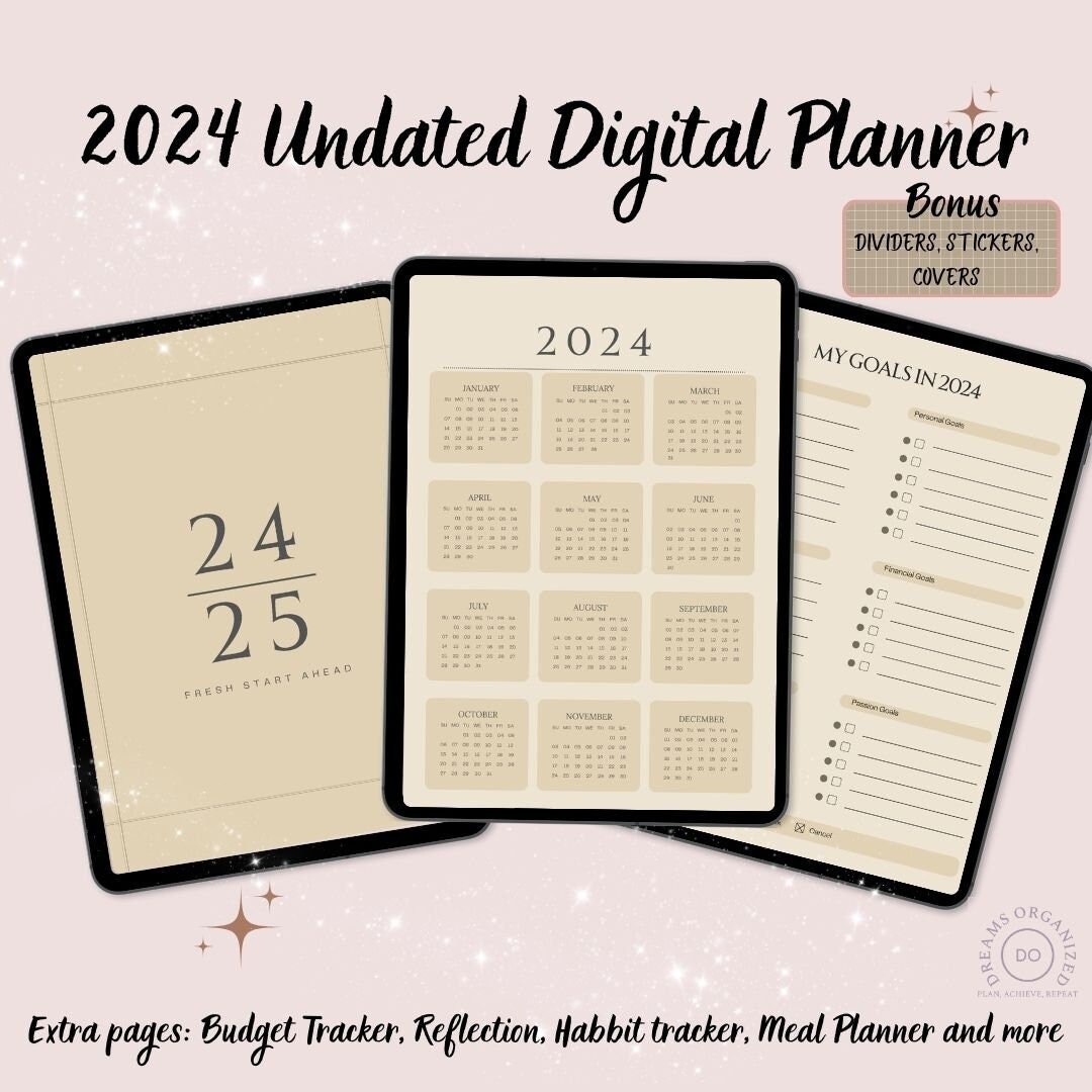 2024 Digital Planner, Undated Goodnotes Planner, Best Digital Planner ...