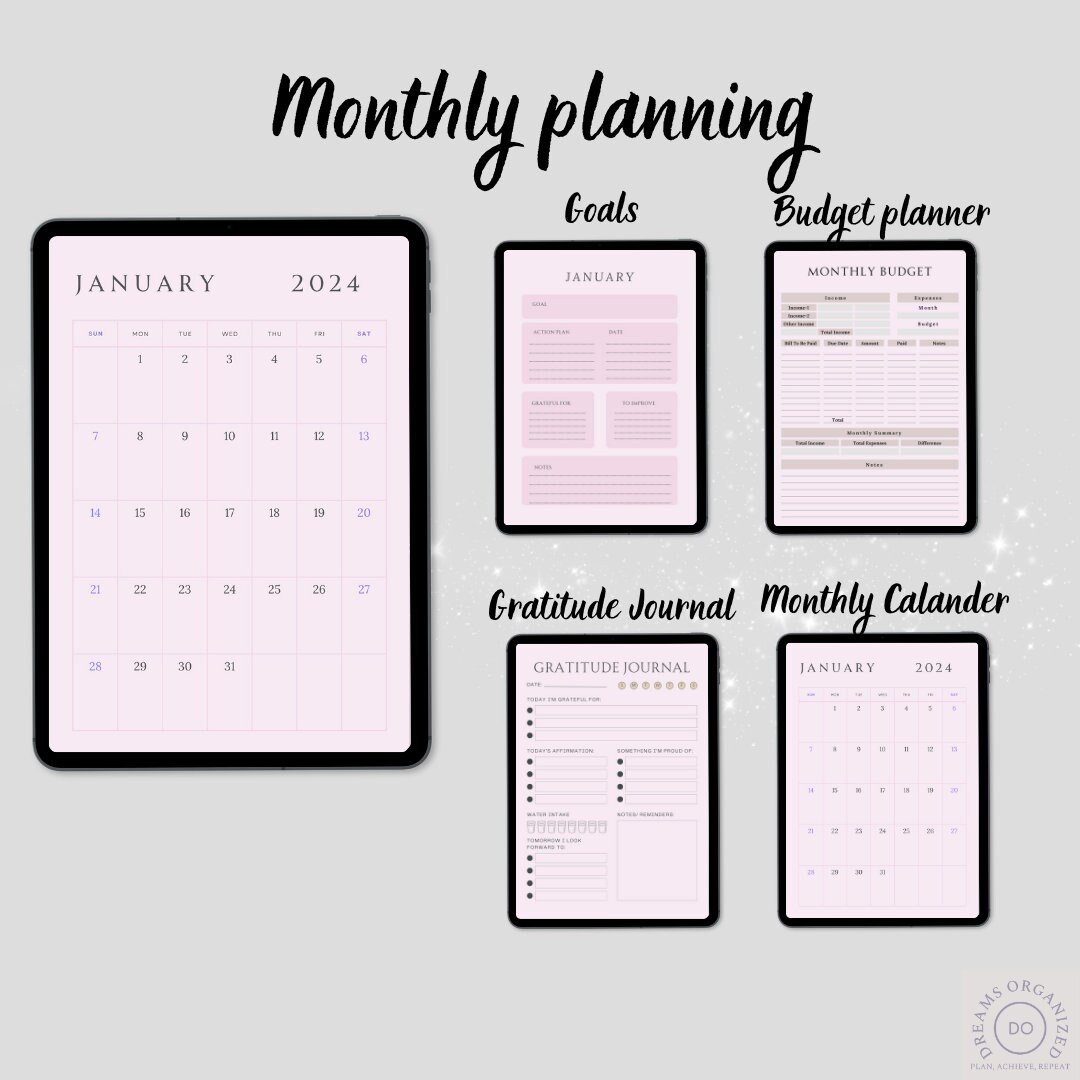 2024 Digital Planner, Cute Pink Undated Goodnotes Planner, Best Digital ...
