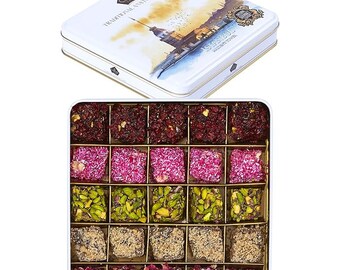 Double Roasted Pistachio Mixed Turkish Delight in Metal Tin Box ...