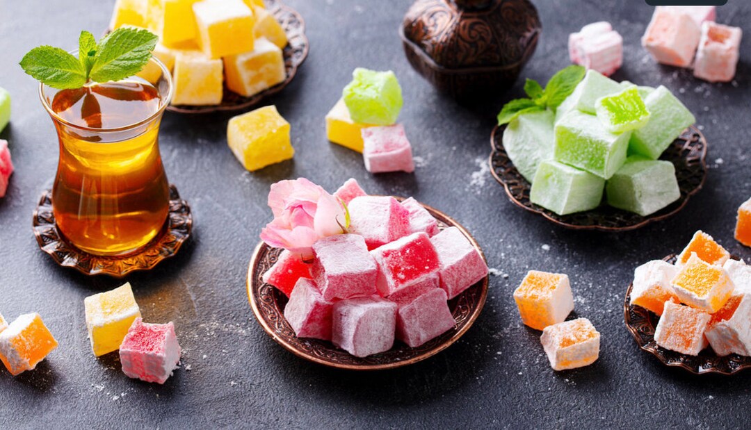 Fresh Handmade Turkish Delight Rose Melon Pomegranate Strawberry ...