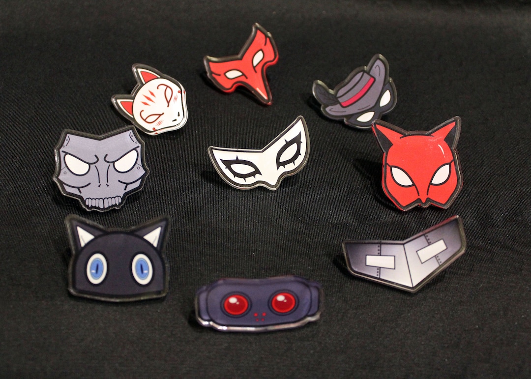 Phantom Thieves Mask 1.5" Wide Acrylic Pin, Persona 5 Pin, Persona 5 ...