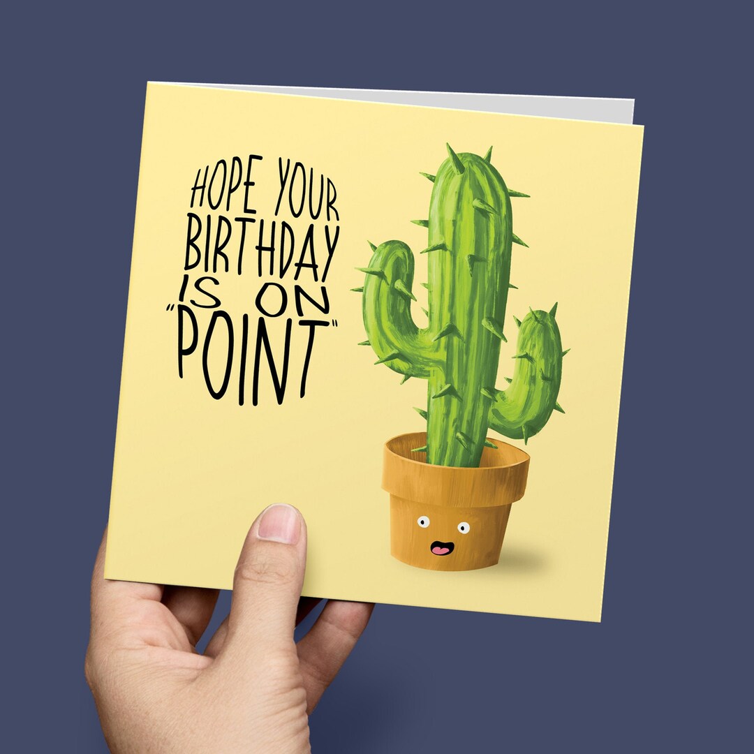 Funny Cactus Birthday Card, Hand Illustrated. for Friends and Family ...