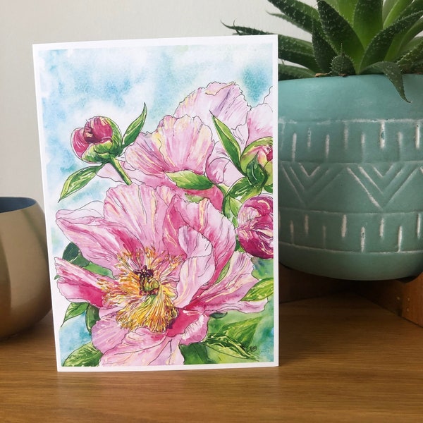 Peony Card - Etsy UK