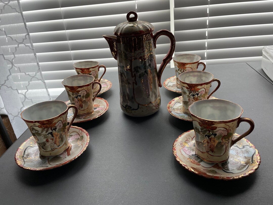 Kutani Meiji Geisha Girl Tea Set - Etsy