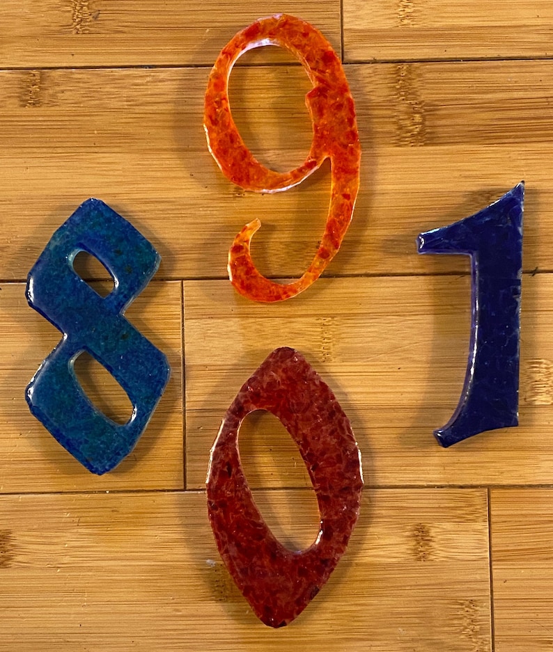 Glass Numbers- House Address, Mailbox, or Door Numbers; Resin and ...