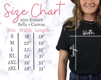 3001 Size Chart, Bella Canvas 3001 Size Chart, Bella Canvas Size Chart ...