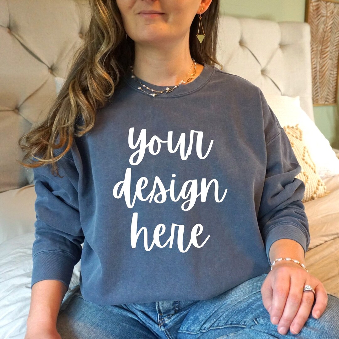 Comfort Colors 1566 Denim Mockup, Comfort Colors Denim 1566 Sweatshirt ...