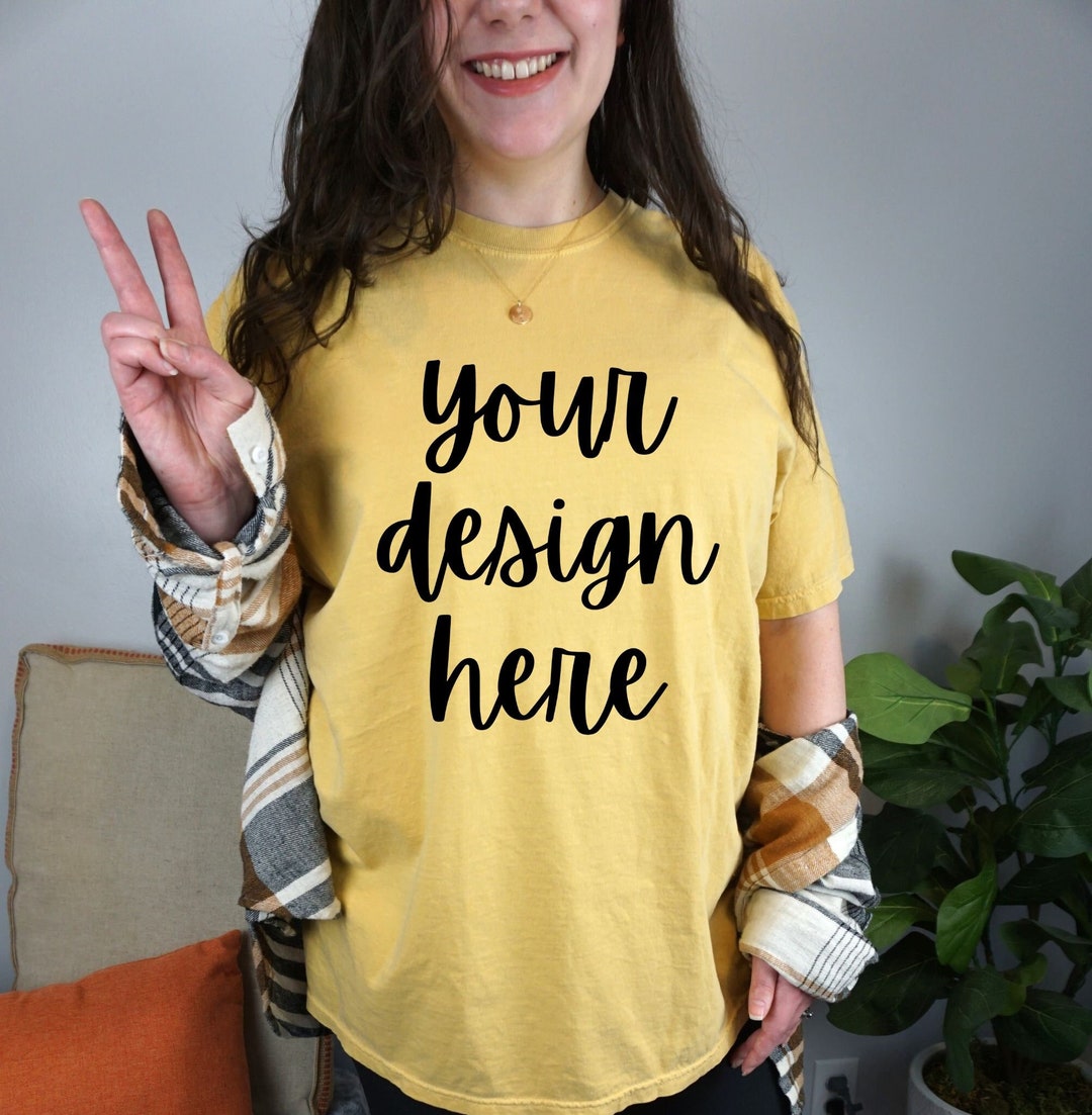 Comfort Colors C1717 Mockup Mustard, Comfort Colors Mustard Mockup ...