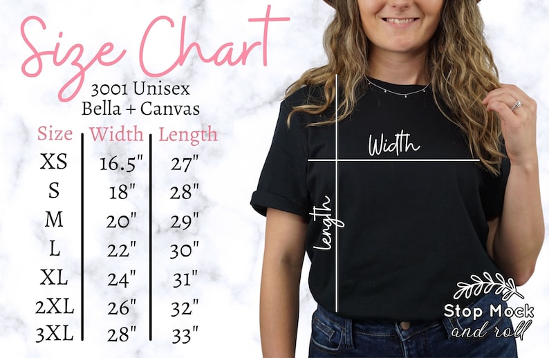 3001 Size Chart Bella Canvas 3001 Size Chart Bella Canvas - Etsy