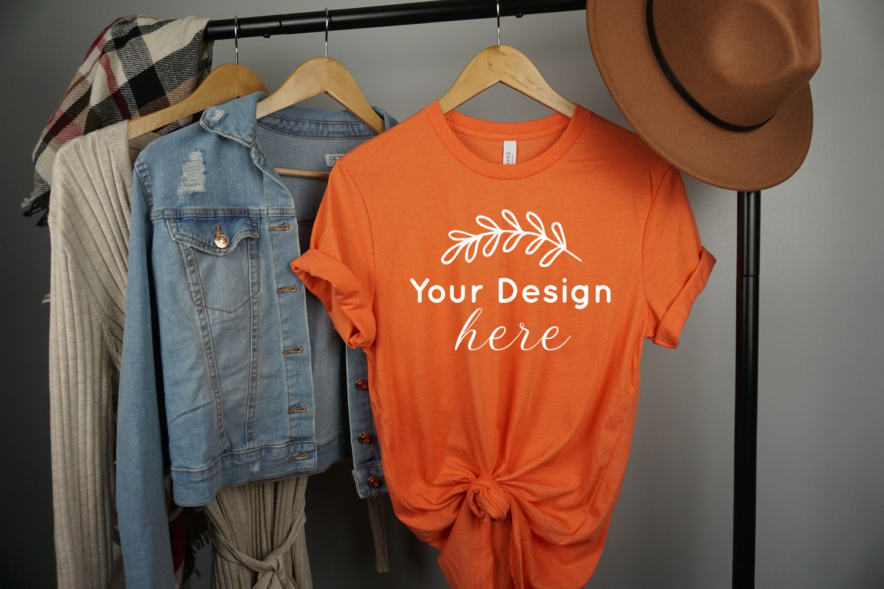 Heather Orange Bella Canvas 3001 Mockup Orange Bella Canvas | Etsy