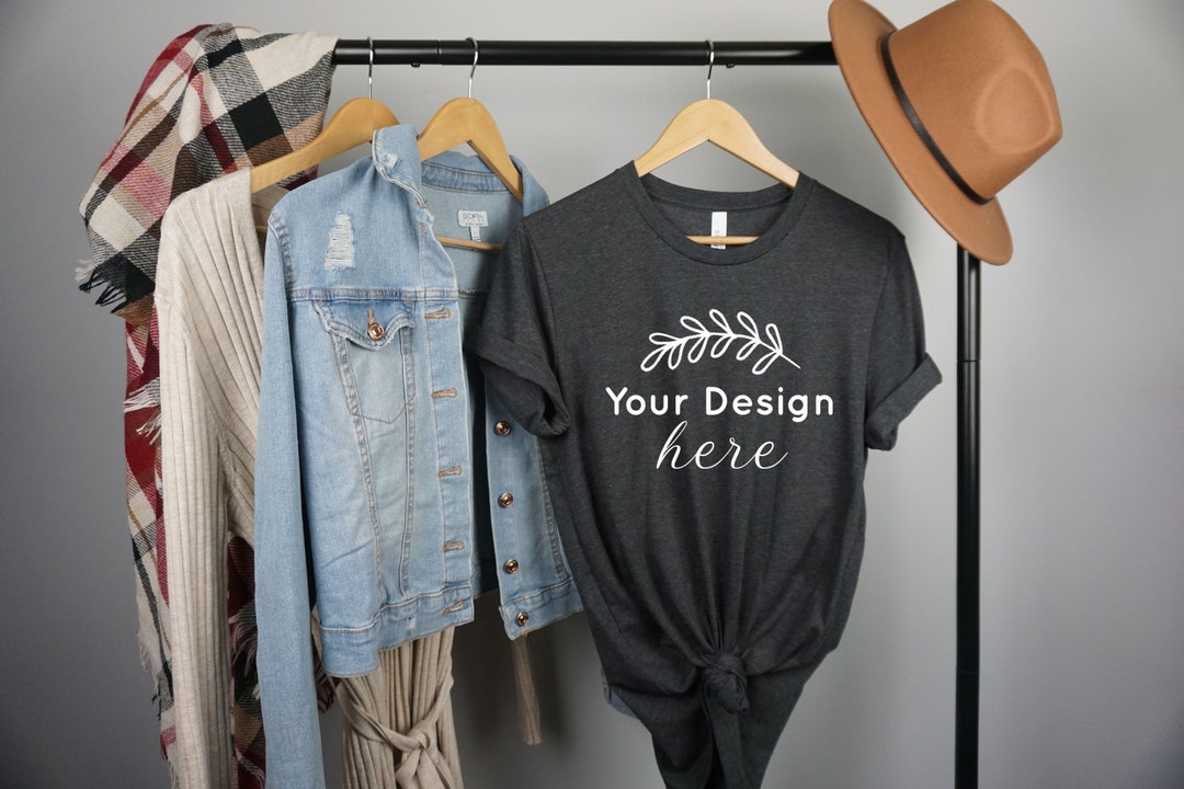 Dunkelgrau Heather Bella Canvas 3001 Mockup, Grau Bella Canvas 3001 ...