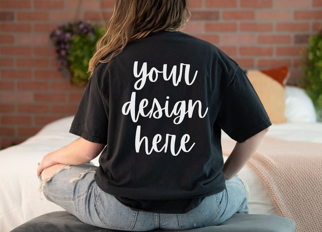 Comfort Colors C1717 Back Mockup Black, Comfort Colors Black Mockup ...