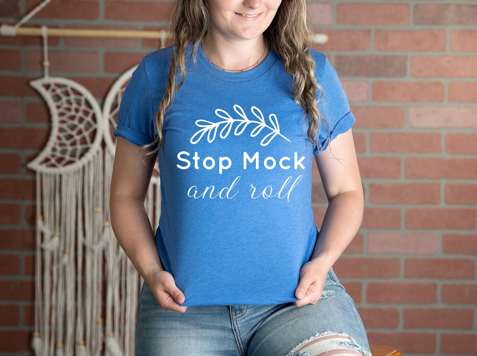 Heather True Royal Bella Canvas 3001 Mockup, Blue Bella Canvas 3001 ...
