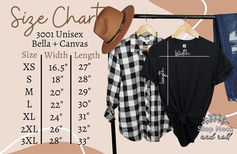 3001 Size Chart XS 3XL Size Chart Bella Canvas 3001 Size - Etsy Canada