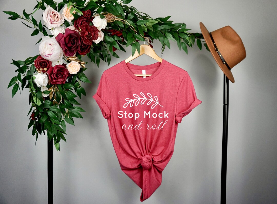 Heather Himbeere Bella Canvas 3001 Mockup, Bella Canvas 3001 flach ...