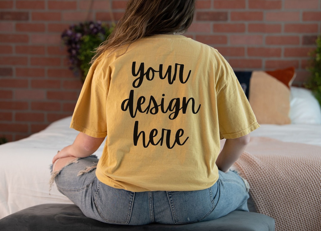 Comfort Colors C1717 Back Mockup Mustard, Comfort Colors Mustard Mockup ...