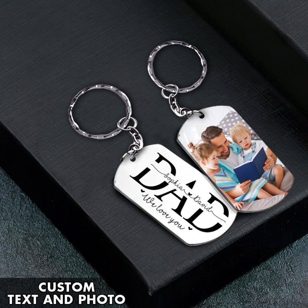Personalized Father's Day Gift, Dad Keychain With Kids Names, Custom ...