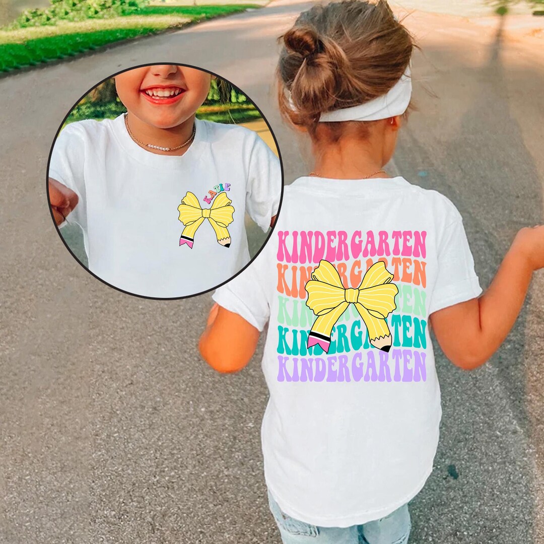 Personalized Back to School Kids Girl Shirt, Coquette Kindergarten ...