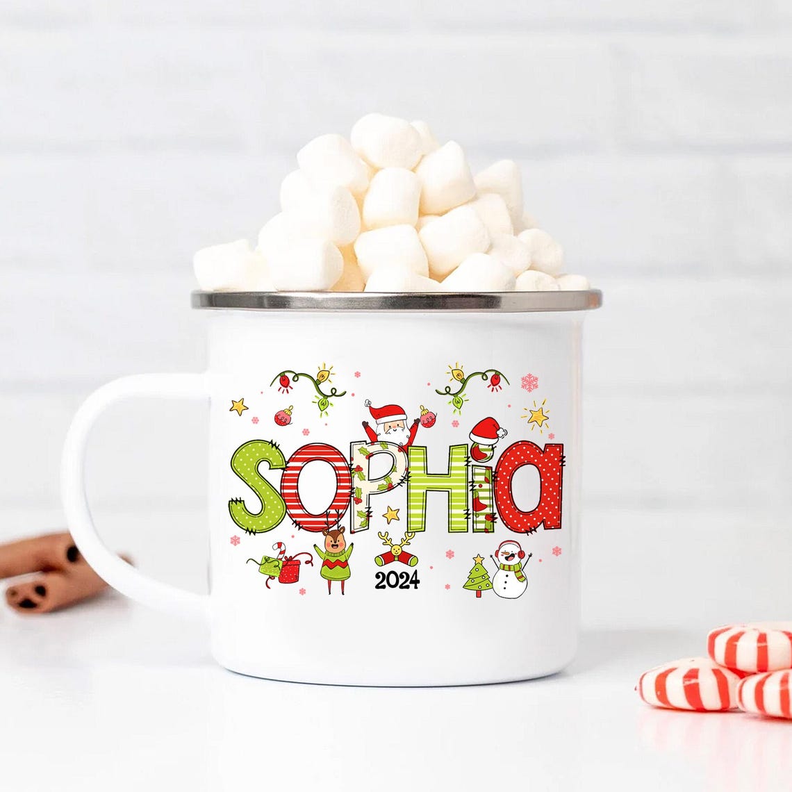 Personalized Christmas Mug for Kids, Custom Alphabet Christmas Kids ...