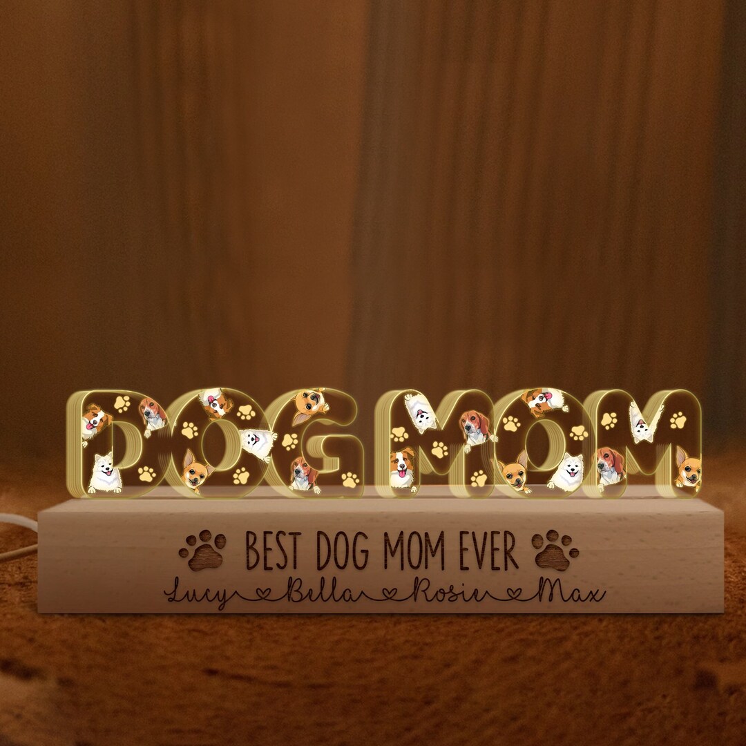 Mothers Day Gifts for Dog Mom, Custom Dog Mom 3D LED Light, Gift for ...
