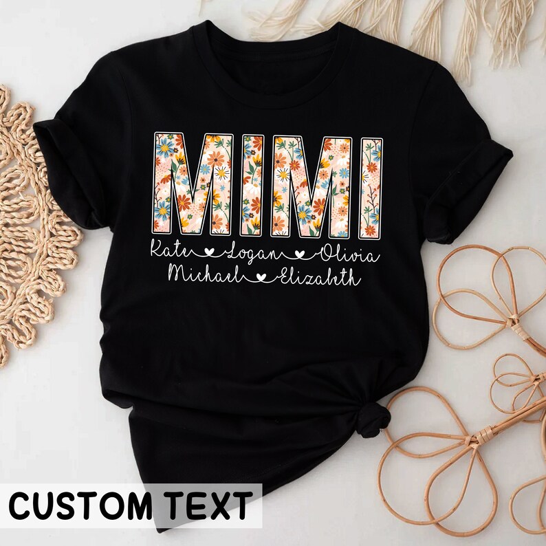 Personalized Mimi Shirt With Grandkids Names Floral Mimi - Etsy