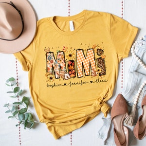 Mimi Fall Shirt, Personalized Grandma Shirt With Grandkids Names ...