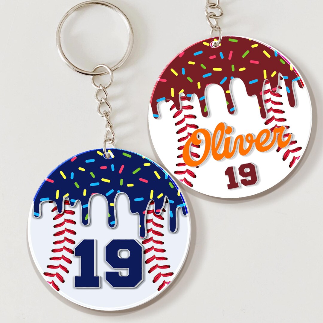 Personalized Baseball Keychain: Custom Drip Design, Sports Bag Tag - Etsy