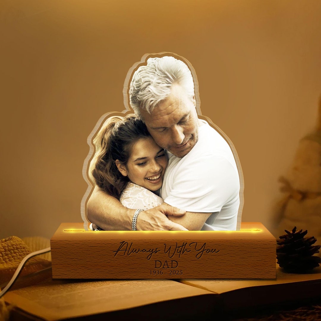 Personalized Memorial LED Light, Custom Dad Photo Night Light, Loss of ...
