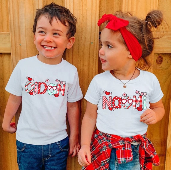 Personalized Valentine Toddler Valentine Gift for Kids Valentine Custom Kids Name Shirt Valentine s Day Gift Cute Baby Girl Tshirt Etsy