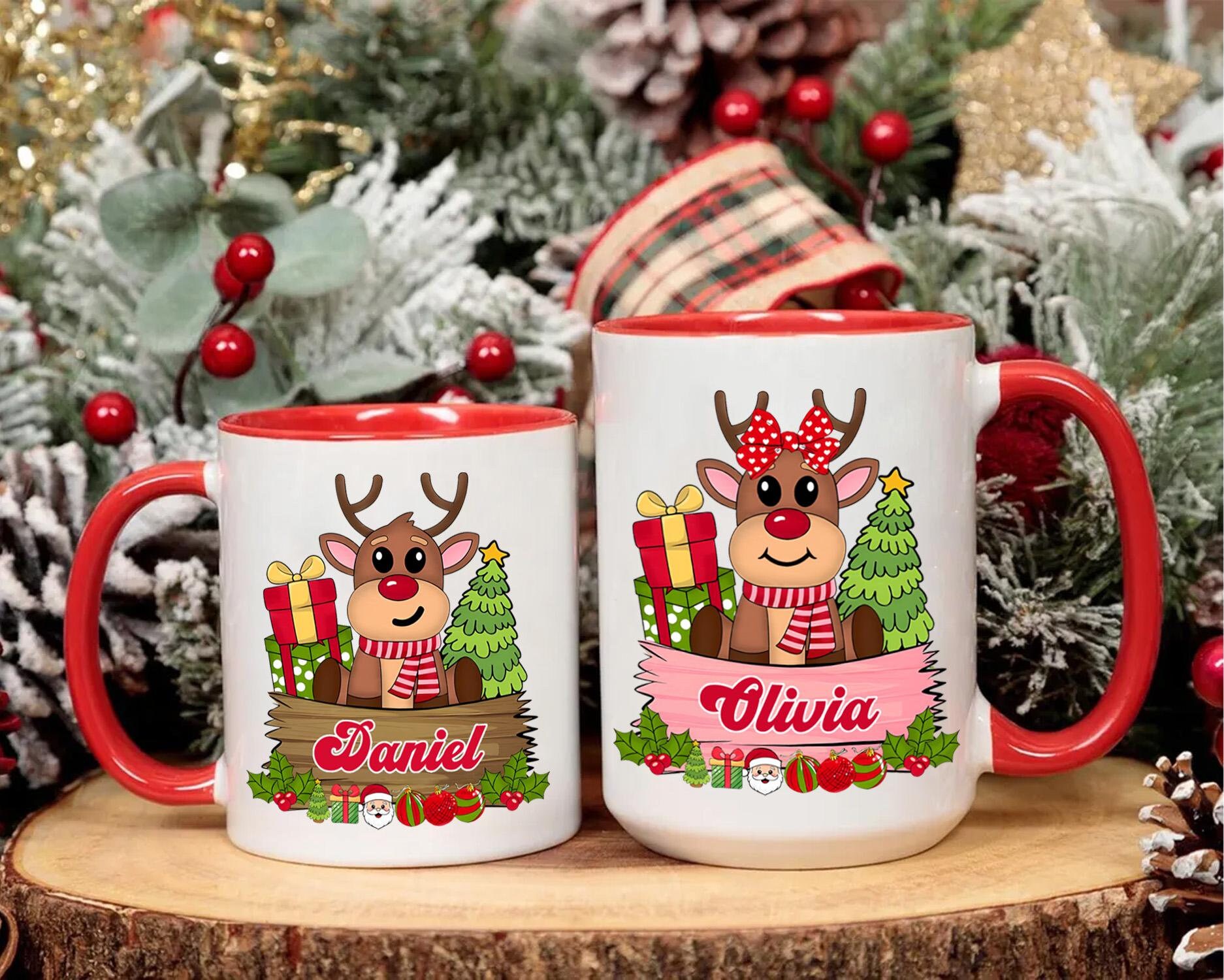 Personalized Christmas Mug for Kids, Custom Kids Name Reindeer ...