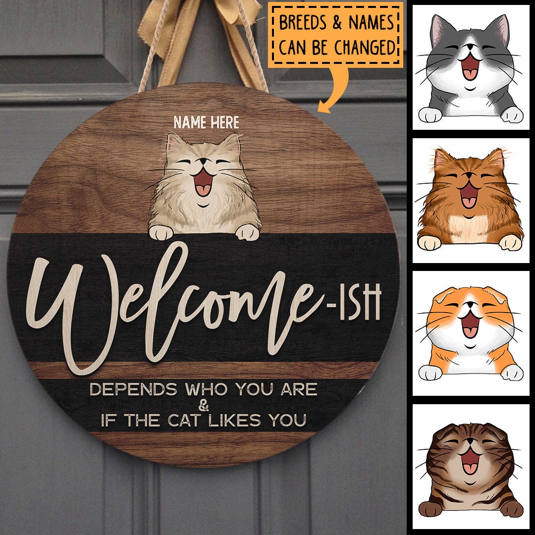 Personalized Cat Welcome-ish Door Sign Custom Cat Sign | Etsy
