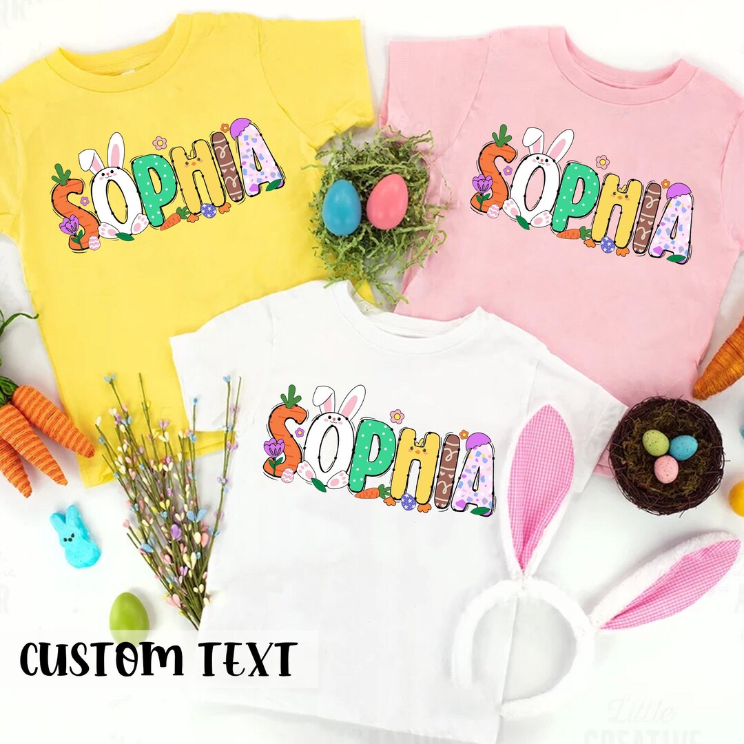 Kids Easter Shirt, Personalized Name Bunny Kids Shirt, Kids Easter Gift ...