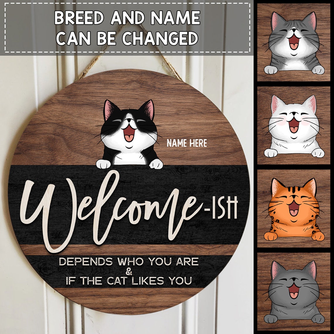 Personalized Cat Welcome-ish Door Sign Custom Cat Sign | Etsy